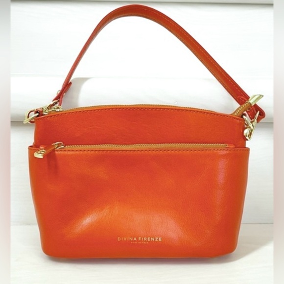 Divina Firenze | Bags | Divina Firenze Italy Orange Leather Crossbody ...